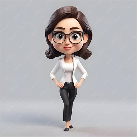 Illustration Of Young Asian Business Woman With Glasses 3d Rendering Ai Generated Image