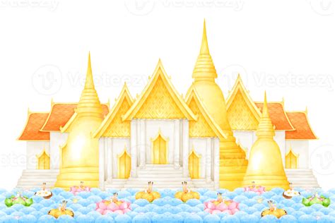 Loy Krathong Festival With Temple 34469007 Png