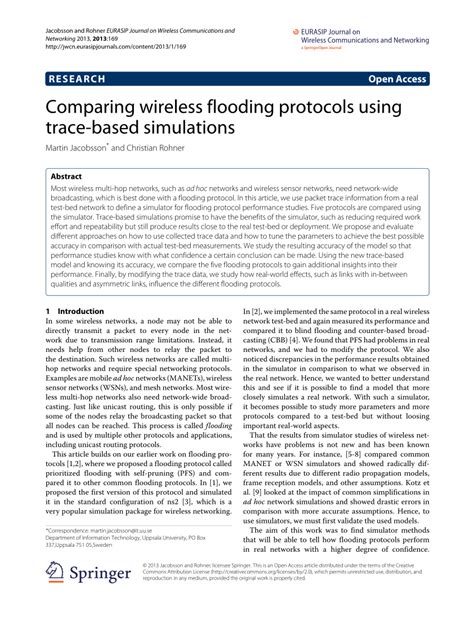 Pdf Comparing Wireless Flooding Protocols Using Trace Based Simulations