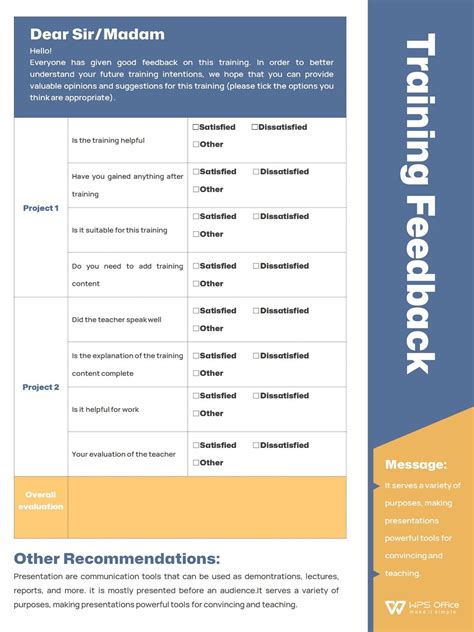 Word Of Training Feedback Form Docx Wps Free Templates