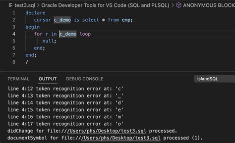 Token Recognition Error In Cursor For Loop Statement Without Subquery · Issue 43 · Islandsql