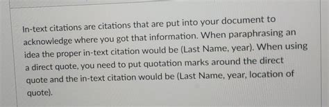 Solved In Text Citations Are Citations That Are Put Into Chegg Com Solved In Text Citations Are Citations That Are Put Into Chegg Com