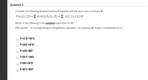 Solved Question 2 Consider The Following Boolean Function F