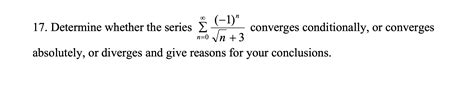 Solved 0 17 Determine Whether The Series Ê 1 Converges