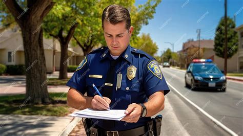 Police Officer Writing Ticket Uniformed Law Enforcement Traffic