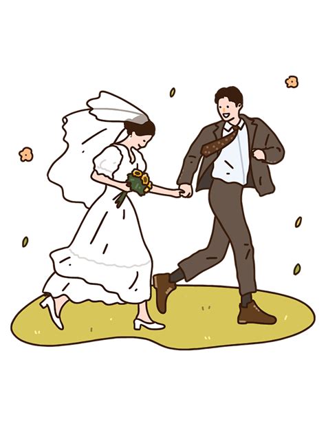 人物情侣插画手绘卡通插画情侣婚纱照