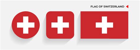 Switzerland Flags Arranged In Round Square And Rectangular Shapes