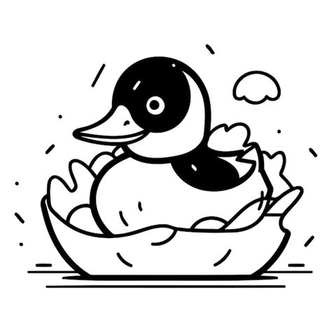 Premium Vector Cute Duck In The Nest Vector Illustration Isolated On White Background