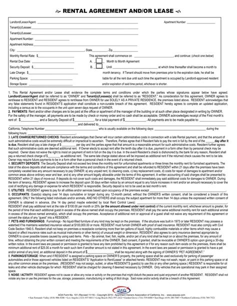 Aoa Rental Agreement ≡ Fill Out Printable Pdf Forms Online