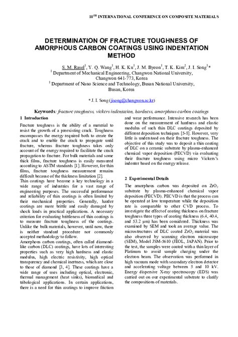 Pdf Determination Of Fracture Toughness Of Amorphous Carbon Coatings Using Indentation Method