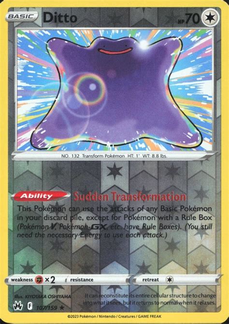 Ditto Reverse Holo 107 Price Ungraded Psa 9 Psa 10 Crown Zenith