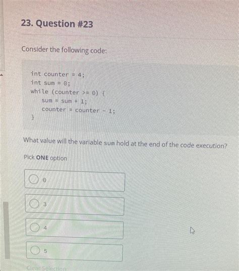 solved 23 question 23 consider the following code int