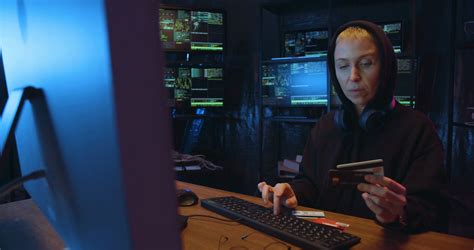 Caucasian Female Hacker In Hood Committing Stock Footage Sbv 347465142