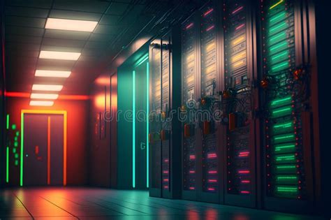 Server Racks In Computer Network Security Server Room Data Center Neural Network Generated Art