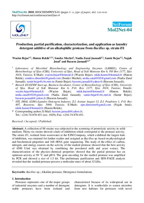 Pdf Production Partial Purification Characterization And Application As Laundry Detergent