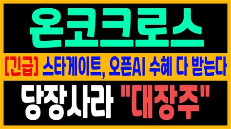 주식급등주 온코크로스 주가 전망 의료ai 떠오르는 대장주상장되자마자 트럼프 오픈ai 수혜 받고 신고가 폭등랠리 계속 온다
