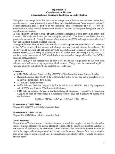 Experiment 6 Pdf Titration Chemistry