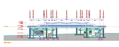 Section 1 Of Metro Station In Autocad 2d Drawing Dwg File Cad File Cadbull