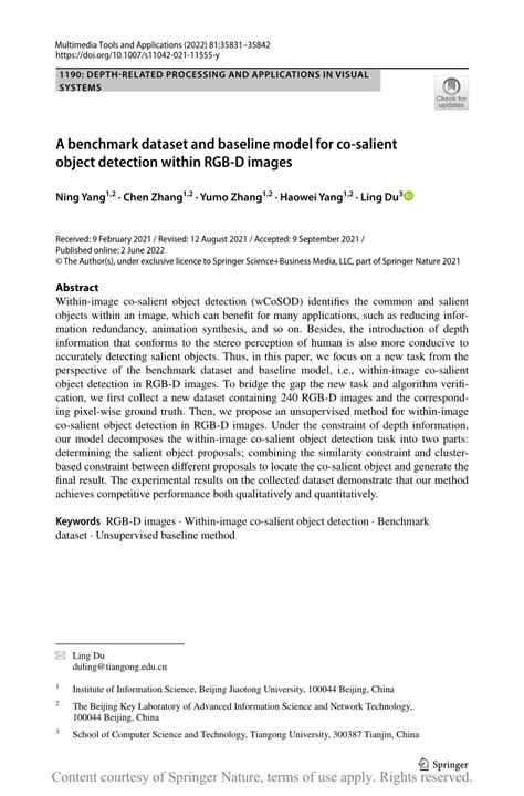 A Benchmark Dataset And Baseline Model For Co Salient Object Detection Within Rgb D Images