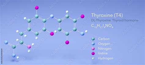Molecule Thyroxine Molecular Structures Thyroid Hormone 3d Model Structural Chemical Formula
