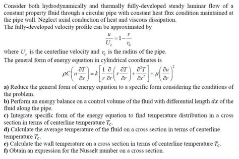 Solved 1 Consider Both Hydrodynamically And Thermally