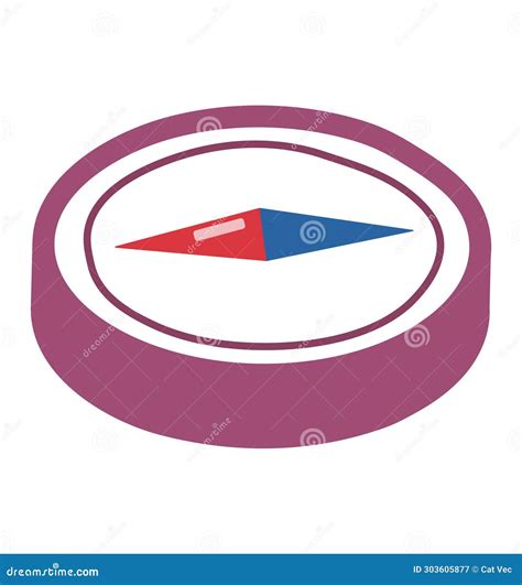 Stylized Compass Rose With Red And Blue Pointer Navigational Compass Icon In A Purple Circle