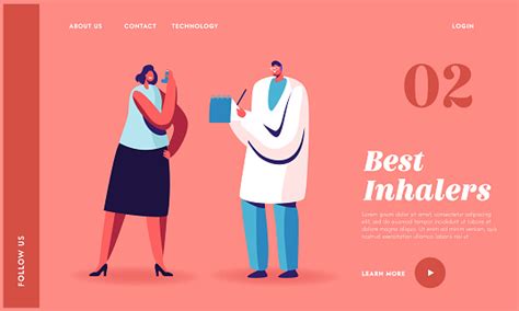 천식 질환 호흡기 의학 폐계 방문 페이지 템플릿 의사 문자 쓰기 환자 진단 의사에 대한 스톡 벡터 아트 및 기타 이미지 의사 구급대원 Pulmonologist