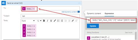 azure logic app read emailid from database and send email stack