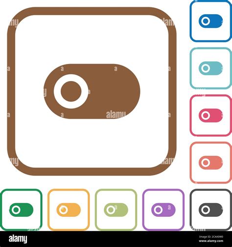 Single Horizontal Toggle Simple Icons In Color Rounded Square Frames On White Background Stock