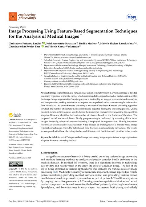 Pdf Image Processing Using Feature Based Segmentation Techniques For The Analysis Of Medical
