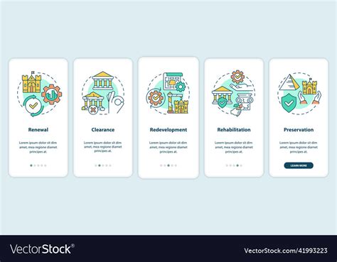 Heritage Preservation Types Onboarding Mobile App Vector Image