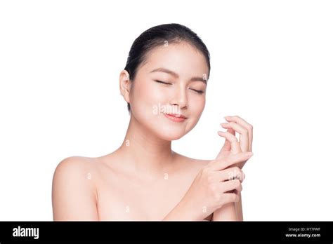 Beautiful Spa Model Asian Girl With Perfect Fresh Clean Skin Stock