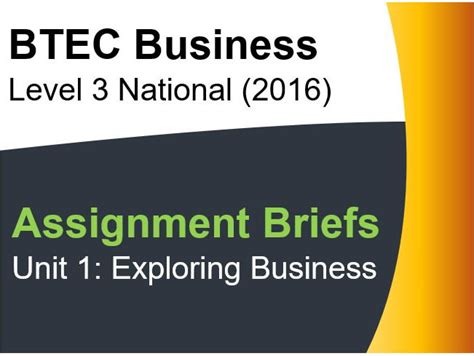 Assignment Briefs For Unit 1 Exploring Business Btec Level 3