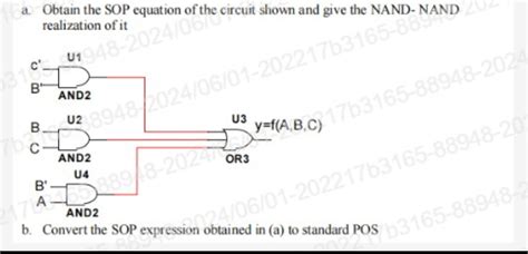 Solved A ﻿obtain The Sop Equation Of The Circuit Shown And
