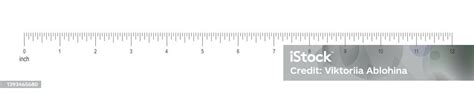 12 인치 또는 1 피트 눈금자 스케일 제국의 측정 시스템에서 길이 단위 마크업과 숫자가 있는 수평 측정 차트입니다 수학 또는 바느질 도구 눈금자에 대한 스톡 벡터 아트 및