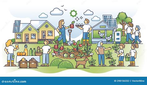 Self Sufficient Farmer Vector Icons Self Sufficiency Farming Concept