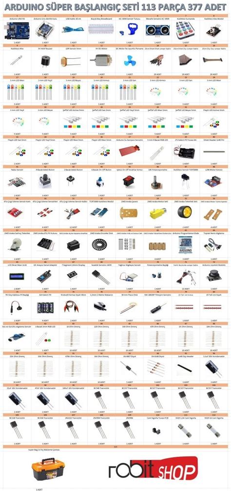 Arduino Uno Full Başlangıç Seti 2wd Robot Araba 113 Parça 377 Adet