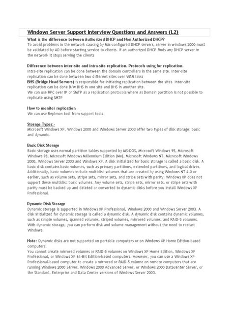 Windows Server Support Interview Questions And Answers Pdf Backup Active Directory