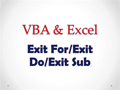 VBA Excel Lesson 4 Exit For Exit Do Exit Sub YouTube