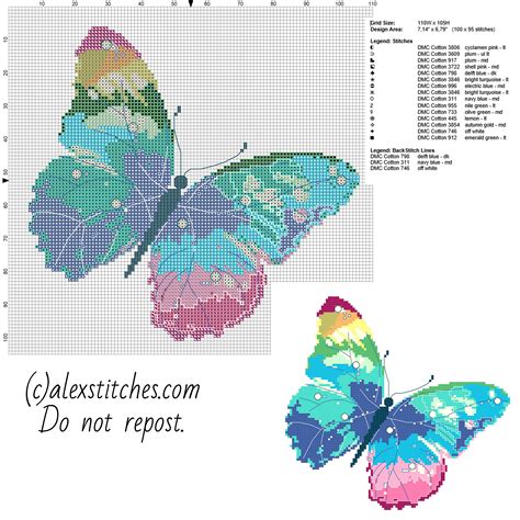 a multicolored butterfly free pcstitch cross stitch pattern butterfly