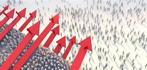 3d 렌더링 리더십 레드 피플 우수 아래 군중 사람들 위에 빨간색 성공 화살표 위의 위치 빨간색 방향 화살표와 성공적인 결정 사업가 는 보기의 가장 좋은 지점에 도달 걷기에