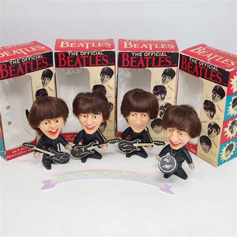 Vintage Original 1964 Remco Official Beatles Vinyl Dolls In Repro Boxes
