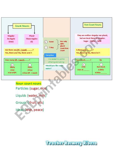 COUNT NON COUNT NOUNS ESL Worksheet By Teacherroscba