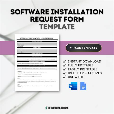 Software Installation Request Form Template Application Installation Request Software Deployment