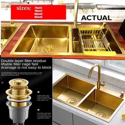 Double Tub Kitchen Sink Nano Technology Sink 3mm Thickness 304