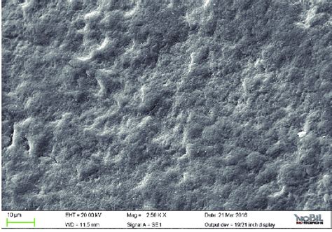 Sem Image At 2 50 Kx Magnification Of Intact Enamel Surface Treated