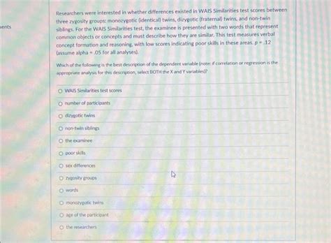 Solved Researchers Hypothesized That Sex Differences