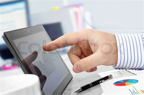 Analyzing Data On Computer Stock Image Colourbox