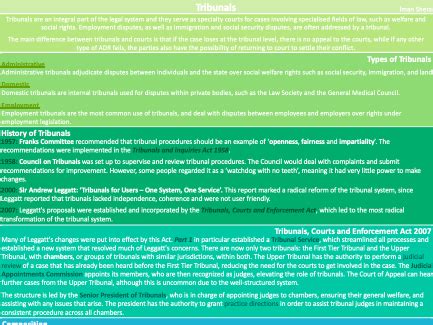 WJEC AS Law Revision Poster Tribunals Teaching Resources