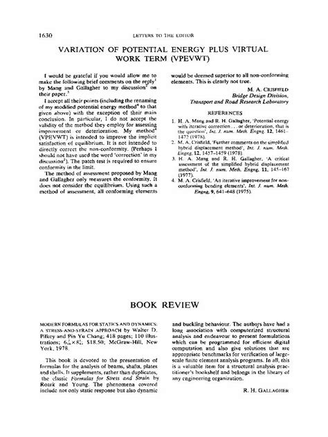 Pdf Modern Formulas For Statics And Dynamics A Stress And Strain